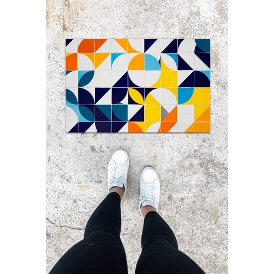 Modfex Dijital Baskı Çok Renkli Geometrik Desen Kapı Önü Fiyatı