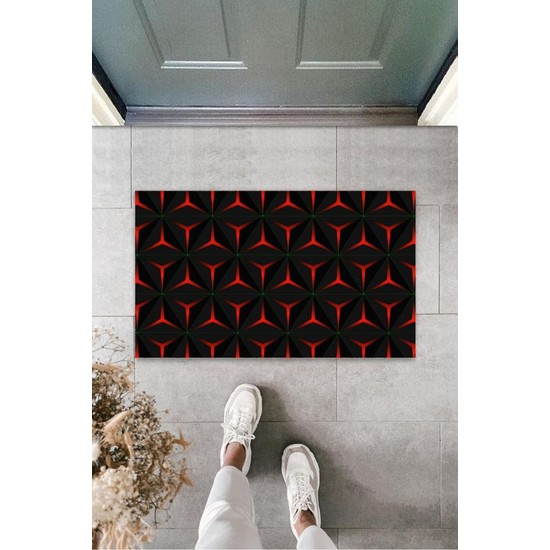 Modfex Dijital D Üçgen Kırmızı-Siyah Kapı Paspası Dış Mekan Fiyatı