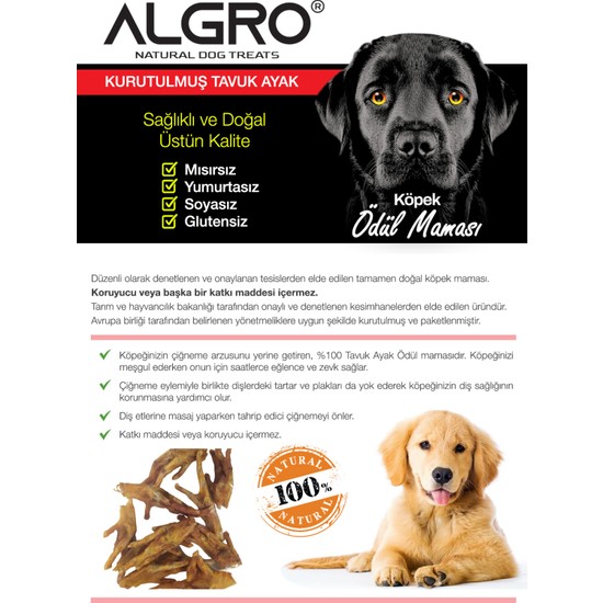 Algro %100 Tavuk Ayak Çiğneme Maması 2 Paket 300 gr Fiyatı