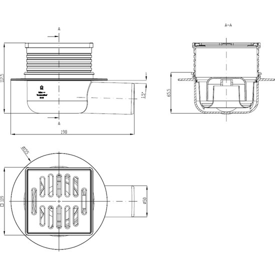 Geberit Aco Rug Self Ablauf 100X100MM DN50 Yan Çıkış 316739 Fiyatı