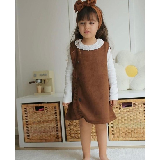 Ayla Kids Yan Fırfırlı Süet Elbis Fiyatı - Taksit Seçenekleri