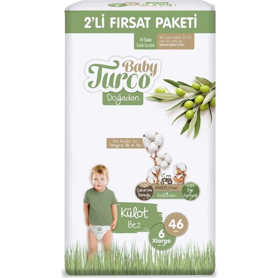 Baby Turco Doğadan 2'li Fırsat Paketi Külot Bez 6 Numara Fiyatı