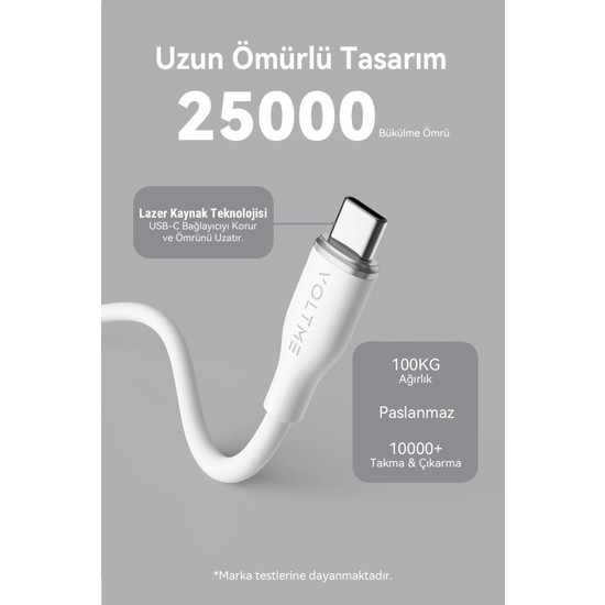 Voltme C2021 Powerlink Moss 60W Type-C Şarj Kablosu 1m 3A- Fiyatı