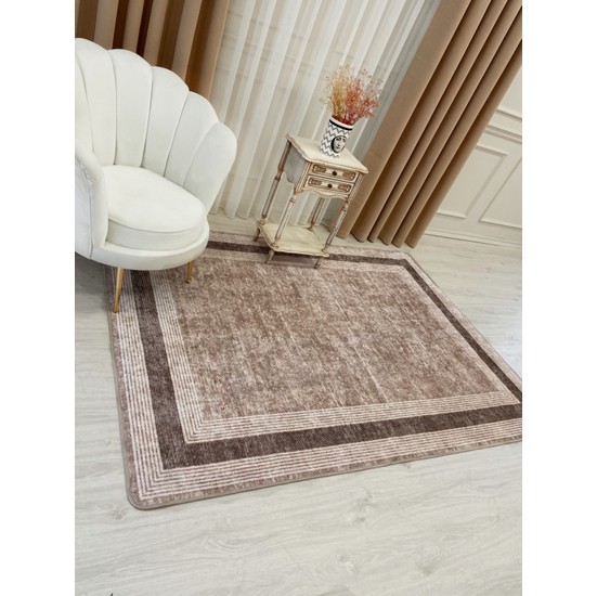 Brillant Bej-Vizon Rengi Bordürlü Desen Lateks Deri Taban Fiyatı