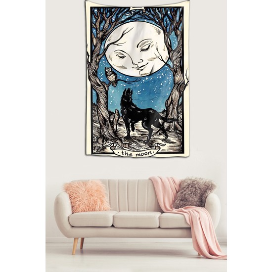 Pelangi The Moon Tarot Ay Ve Kurt Desen Leke Tutmaz Kadife Fiyatı