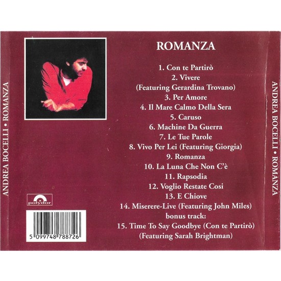 Andrea Bocelli – Romanza (CD) Fiyatı - Taksit Seçenekleri