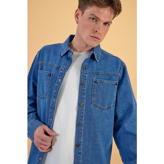 Vena Erkek Jason Dark Blue Oversize Jean Gömlek Ceket Fiyatı