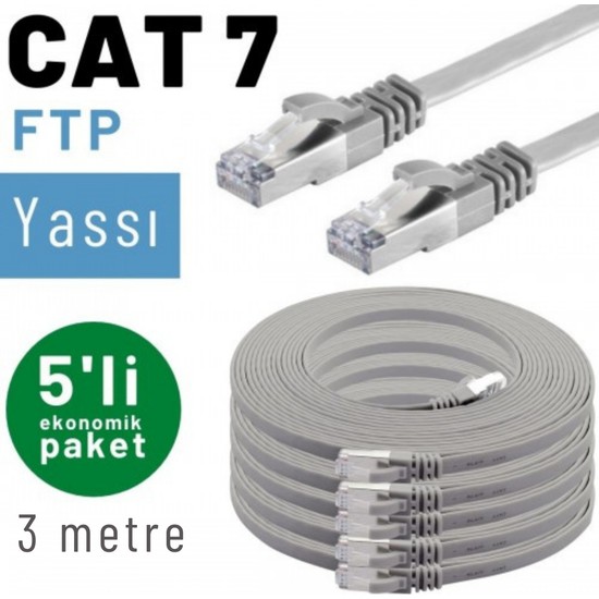 5 Adet 3 Metre Irenıs Cat7 Kablo Yassı Ftp Ethernet Network Fiyatı