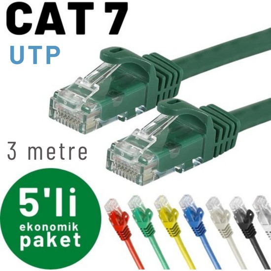 Irenıs 5 Adet 3 Metre Cat7 Kablo Ethernet Network Internet Fiyatı