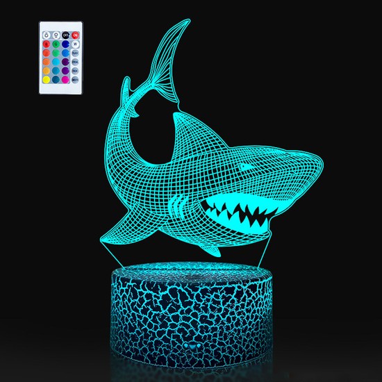 Hoane Shark Serisi 3D Küçük Masa Lambası - Ayrıntılar Için Fiyatı