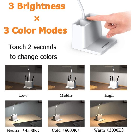 Hoane LX-SD-829 Şarjlı LED Kalemlik Masa Lambası-Beyaz (Yurt Fiyatı