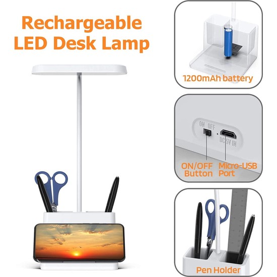 Hoane LX-SD-829 Şarjlı LED Kalemlik Masa Lambası-Beyaz (Yurt Fiyatı