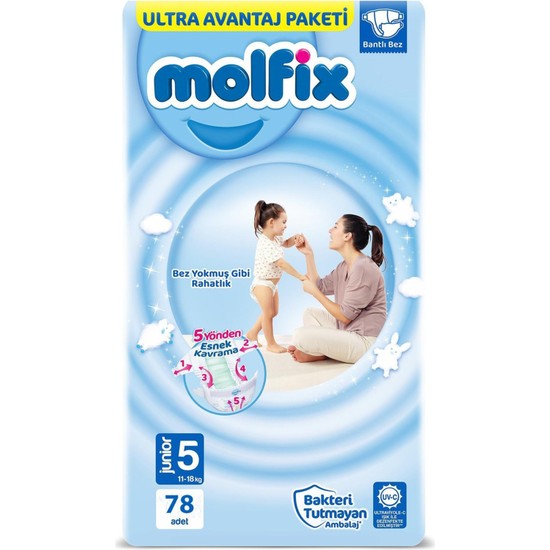 Molfix Bebek Bezi 3D 5 Beden Junior 11-18 Kg 78li Ultra Fiyatı