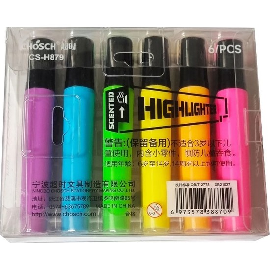 Chosch Neon Highlighter CS-H879 Renkli 6 Çeşitli Fosforlu Fiyatı
