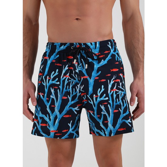 Whitefin Lacivert Erkek Şort Mayo Stretch Fish Life Fiyatı