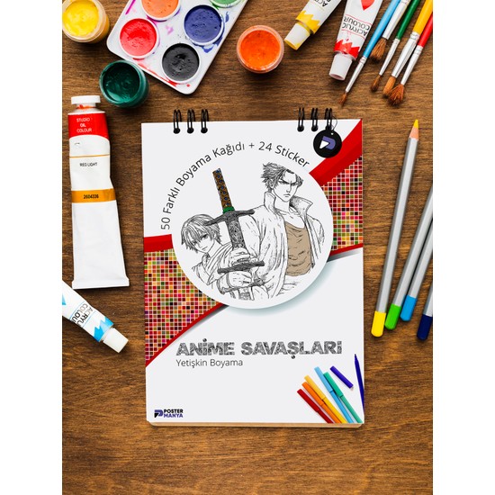 Postermanya Anime Savaşları Manga Yetişkin Boyama Kitabı, Anime Mandala ...