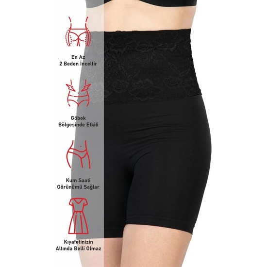 Beruflic Siyah Emay 2091 Önü Dantelli Yüksek Bel Boxer Korse Fiyatı