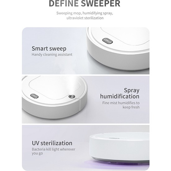 Remedy Robot Süpürge 4'ü 1 Arada Otomatik Şarj Edilebilir Fiyatı