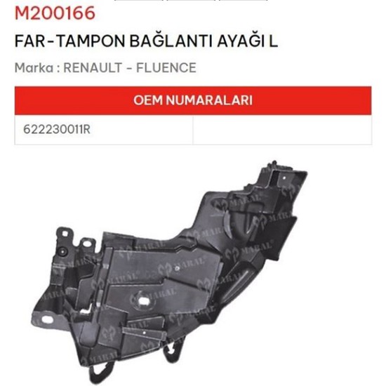 MARAL Tampon Baglantı Ayagı Sol Fluence 622230011R Fiyatı