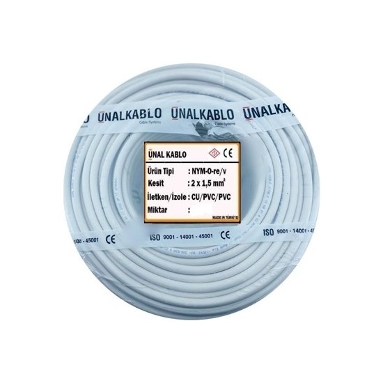 Ünal Kablo 2x1.5 Nym - 45 Metre Tek Damar Antigron Kablo Fiyatı