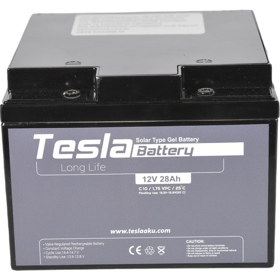 Tesla Akü 12V 28 Amper(Ah) Solar Jel Akü (Yeni Üretim) Fiyatı