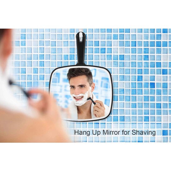 Raike Kozmetik Ayna Siyah Saplı Düz Kare Ayna (Yurt Fiyatı