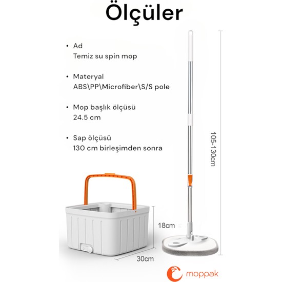 Moppak Mop Temizlik Seti Temiz&kirli Su Ayrımı Mikrofiber Fiyatı