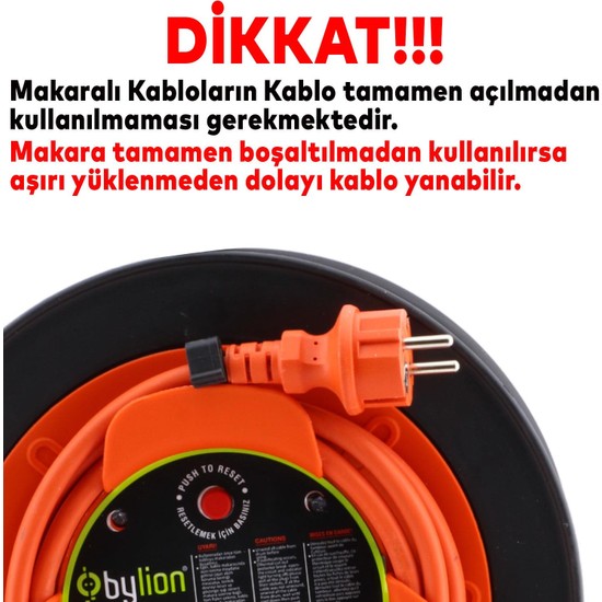 Bylion Makaralı Seyyar Kablo Uzatma Kablosu 3x2.5 mm Ttr Fiyatı