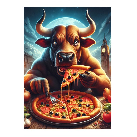 Karizma Tablo Pizza Yiyen Baba Art Mdf Poster 18CM x 27CM Fiyatı