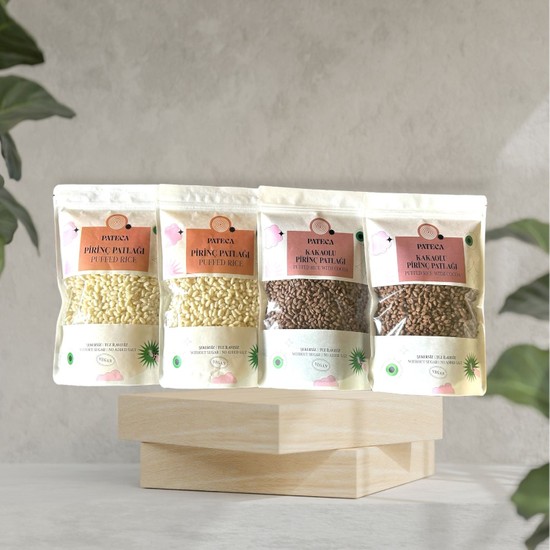 Pateca Şekersiz Sade ve Kakaolu Pirinç Patlağı 230 gr x 4 Fiyatı