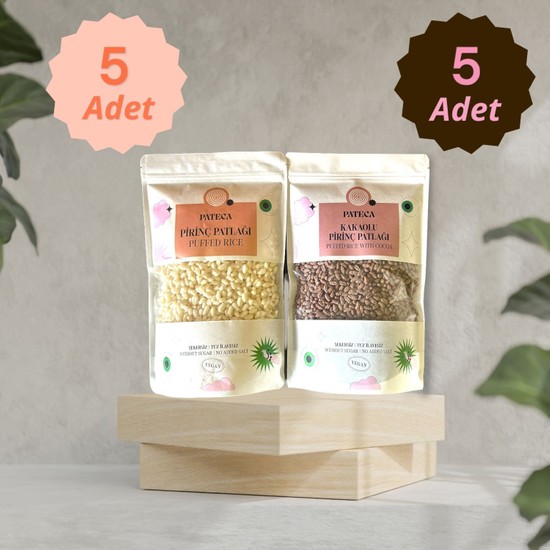 Pateca Şekersiz Sade Pirinç Patlağı 5 x 230 gr + Şekersiz Fiyatı