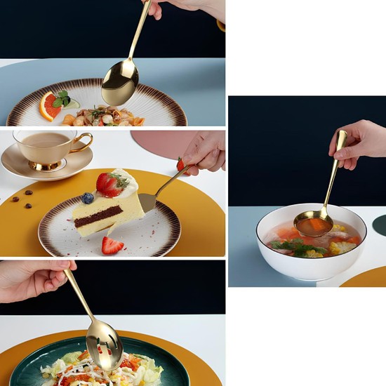 5 Parça Gold Sunum Için Servis Kaşığı Kaşık Ispatula Reçel Fiyatı
