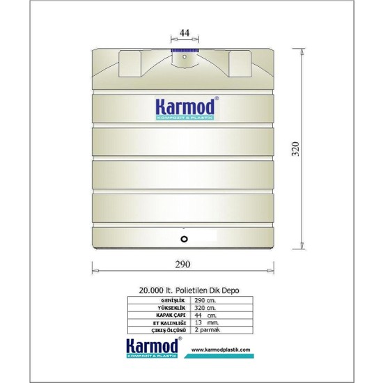 Karmod 20 Ton Polietilen Dikey Su Deposu Fiyatı