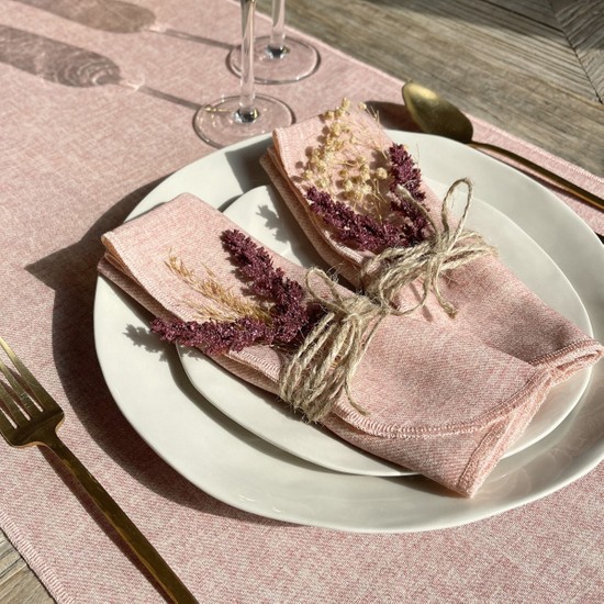Sertex Home Pembe Renk Keten Dokulu 6'lı Kumaş Peçete Fiyatı