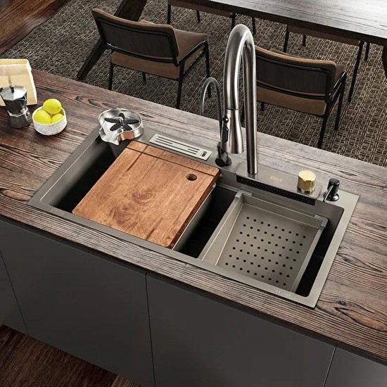 Home Design Akıllı Eviye Seti Full Aksesuarlı Mutfak Lavabo Teknolojik ...