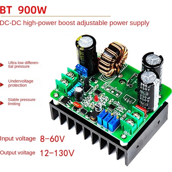 KingKuee BT900W Dc-Dc 8V-60V Ila 12V-130V 15A Dc Stabilize Fiyatı