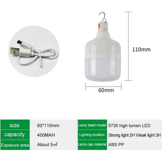 Xiyu Shop BEYAZ-30W Şarj Edilebilir Kamp LED Işıkları W Fiyatı
