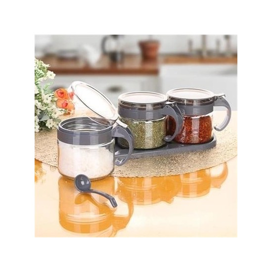 Sefam Home gri 3lü Standlı Kapaklı Kaşıklı Cam Hava Fiyatı