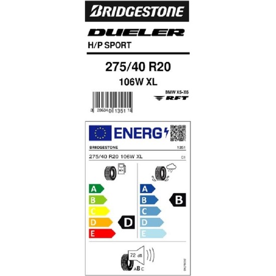 Bridgestone 275/40 R20 106W Xl Rft Dueler H/P Sport Suv Yaz Fiyatı