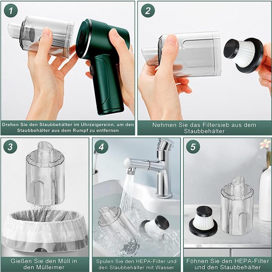 Teedoo El Süpürgesi, Kablosuz 6000PA, Mini Araç Süpürgesi, Hafif ...