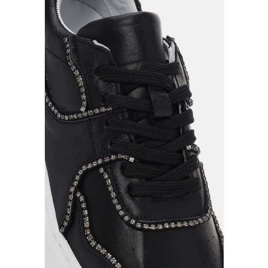 Bestyle Skype Kadın Siyah Taşlı Cilt Deri Sneaker Fiyatı