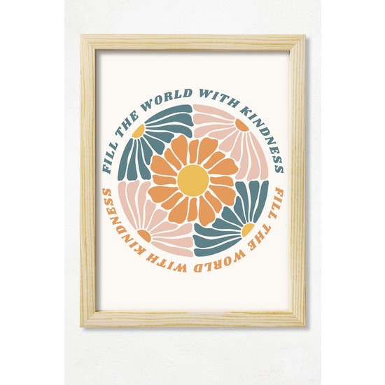 Fill The World With Kindness/groovy Boho Vivid/ Ahşap Fiyatı