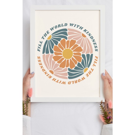 Fill The World With Kindness/groovy Boho Vivid/ Ahşap Fiyatı