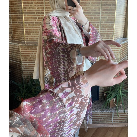 Balamony Pembe Şal Desenli Şifon Kimono Fiyatı - Taksit Seçenekleri