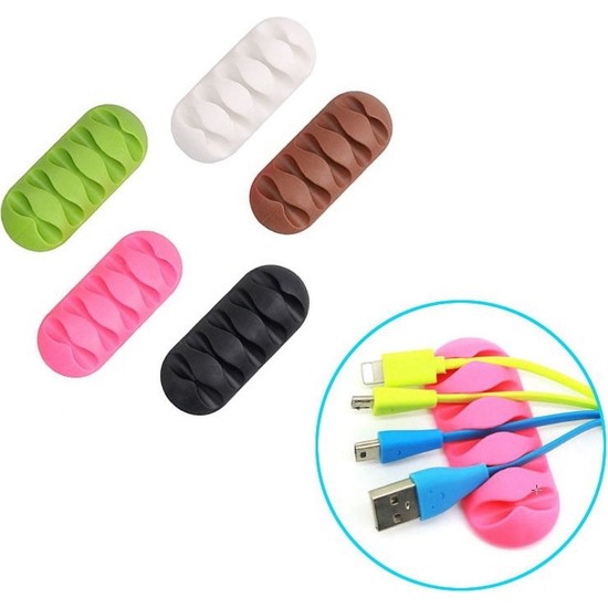 Humble 5 Klipsli Kablo Tutucu Silikon Kablo Düzenleyici USB Fiyatı
