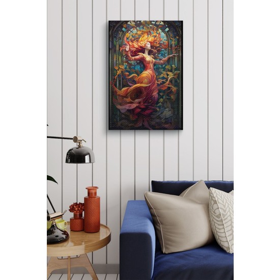 Ink Sync Studios Sanatsal Tasarım Elbiseli Kız Yağlı Kanvas Fiyatı