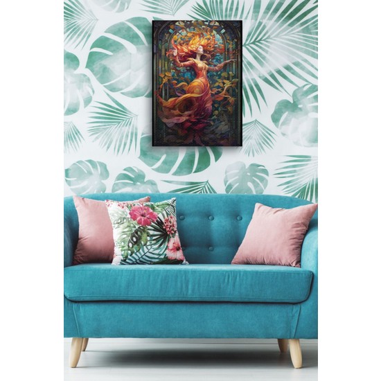 Ink Sync Studios Sanatsal Tasarım Elbiseli Kız Yağlı Kanvas Fiyatı