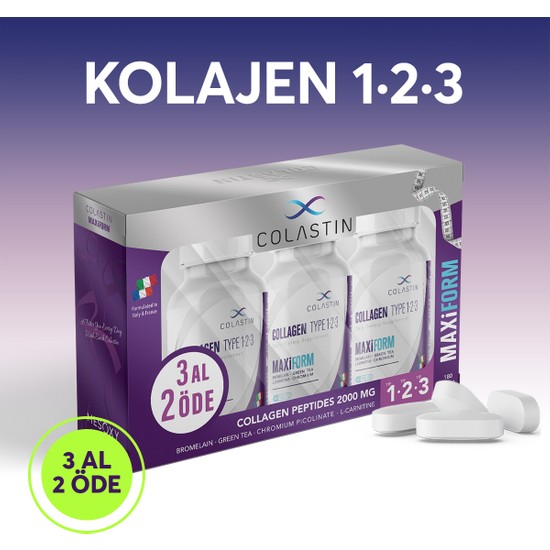 Colastin Kolajen Maxiform 1-2-3 Kolajen, 180 Tablet, Cilt, Fiyatı