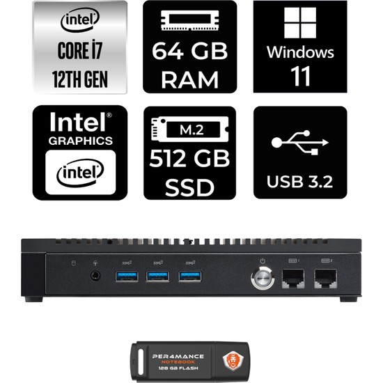 Asus PL64 Intel Core I7 1255U 64GB 512GB SSD W11P Mini Pc & Fiyatı