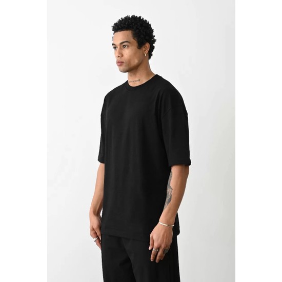 Tarz Yeri Basic Bisiklet Yaka Oversize T-Shirt - Siyah Fiyatı